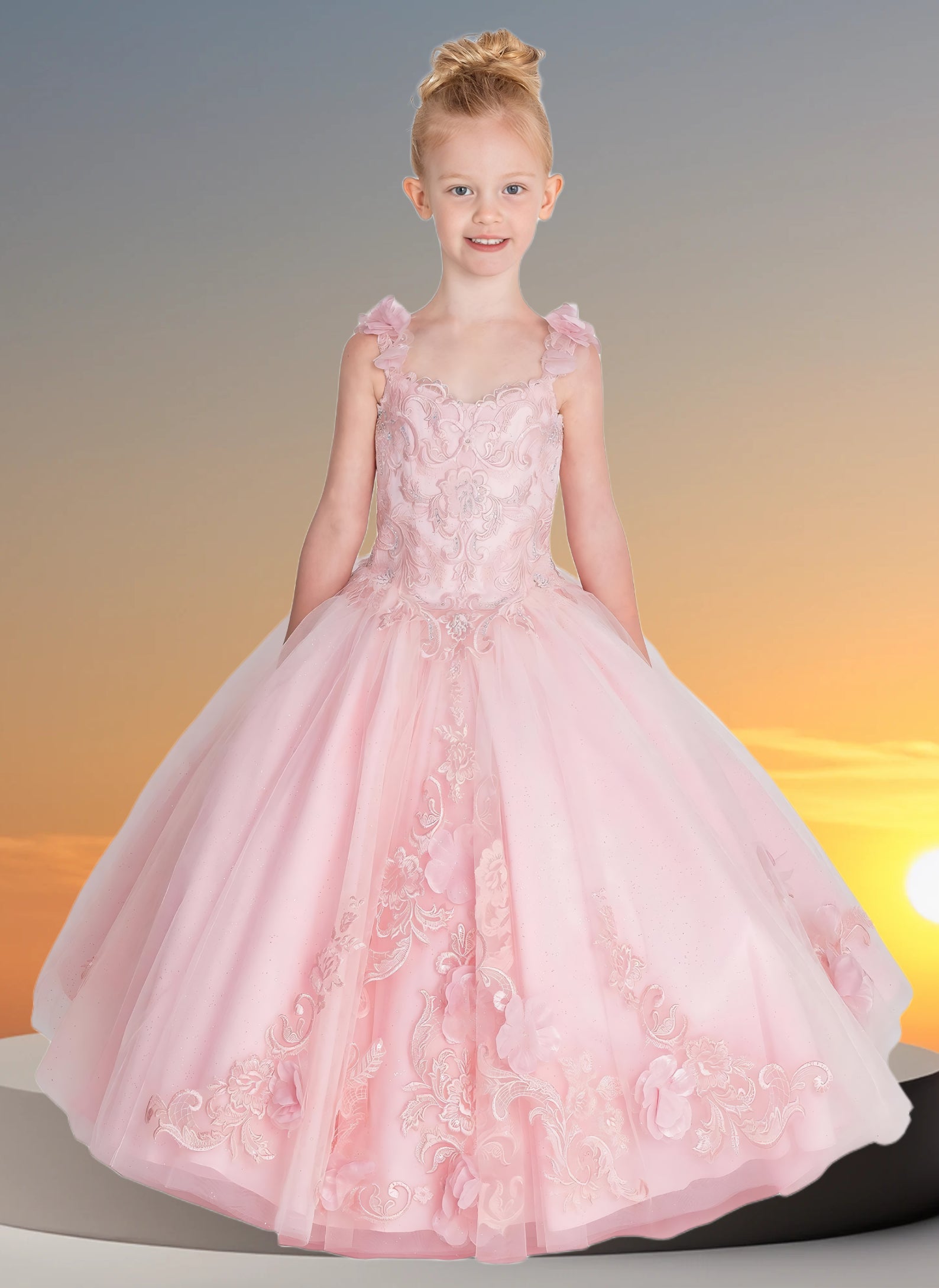 Felicity Rose Gown – Girls Blush or Off White Pageant Dress – BLUSH ...